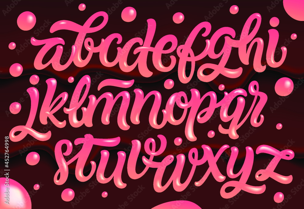 Pink Alphabet Set. Pink Font. Hand Lettering for Designs: Logo ...