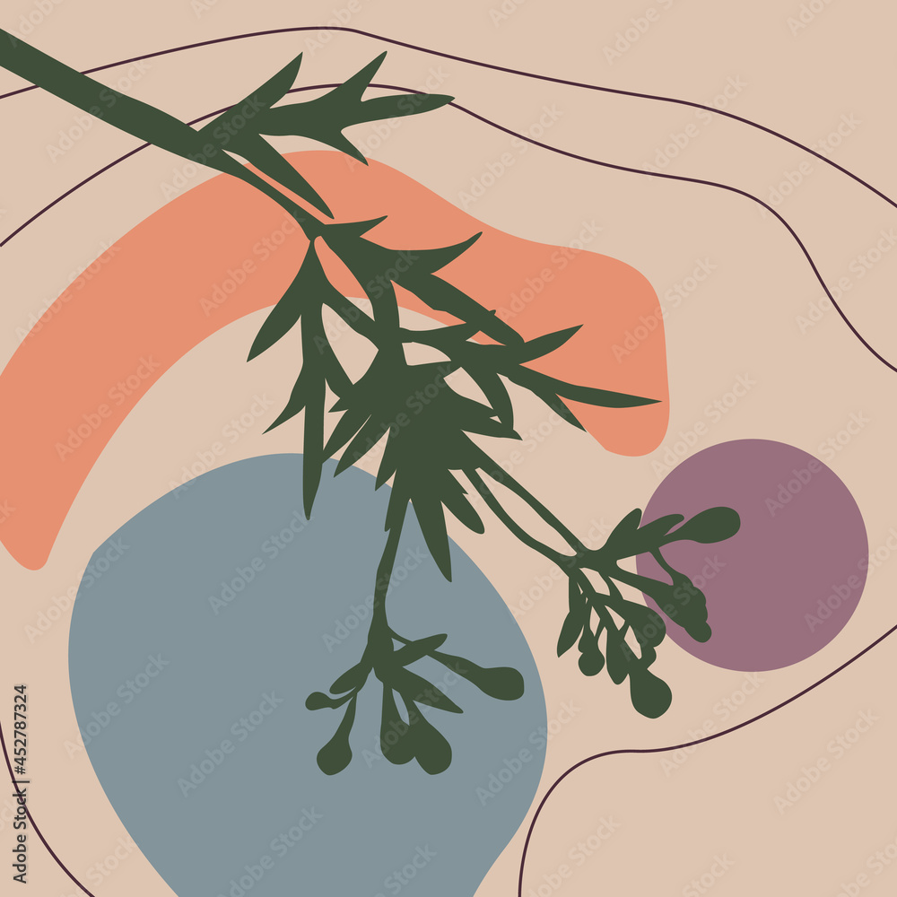 Botanical and abstract wall arts vector collection. oliage line drawing ...