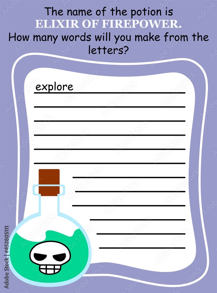 Halloween anagram game with elixir bottle for children vector ...