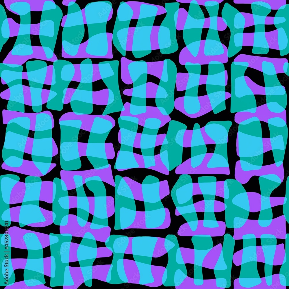 Blue, lilac spots on a black background. Seamless pattern. Abstract ...