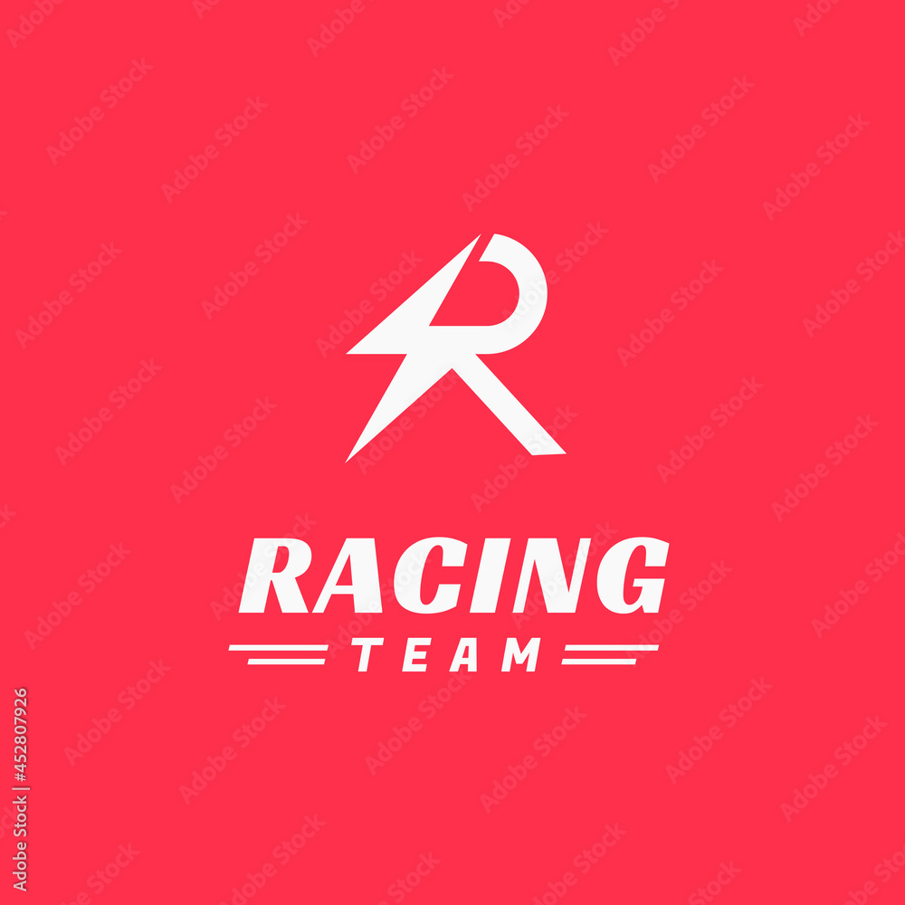 Monogram Initial Letter R with Lightning symbol logo design, for Racing ...
