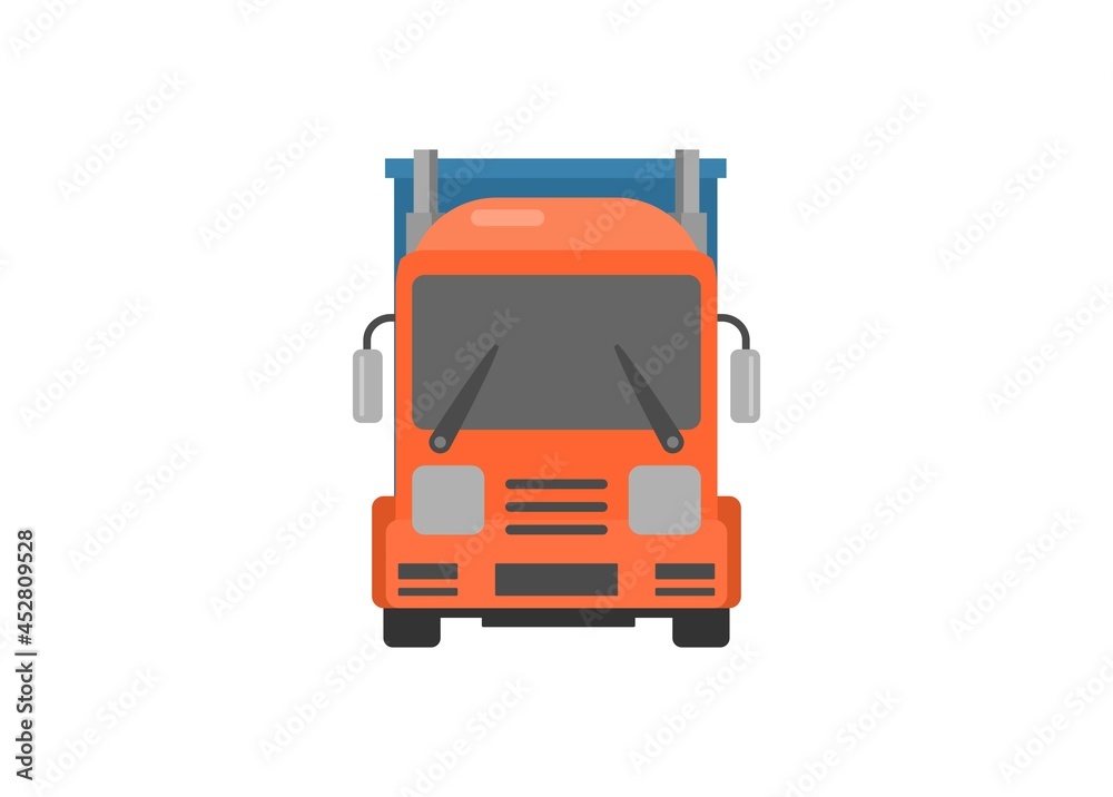 Container truck front view. Simple flat illustration. Stock Vector ...