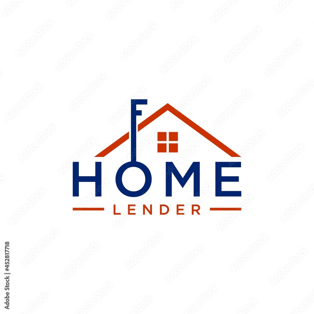 home lender rent logo.key and roof house vector for real estate Stock ...