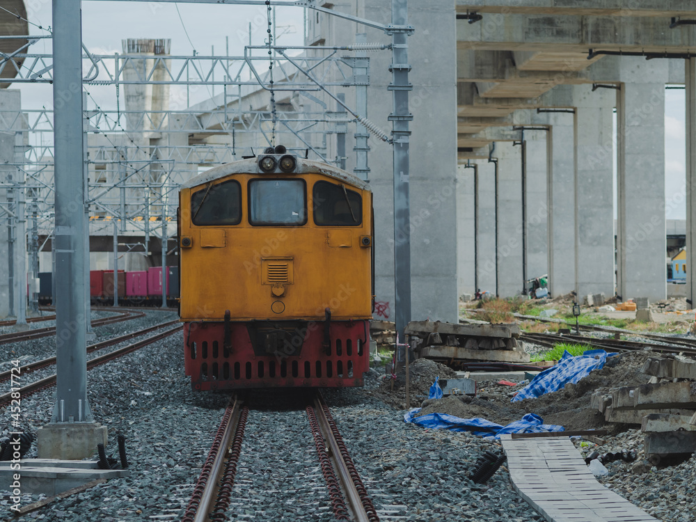 Freight Train with Cargo Containers at Bangkok Railway Station is the ...