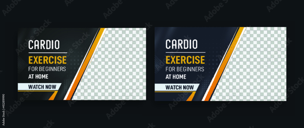 Gym and exercise video thumbnail template. fitness workout design ...