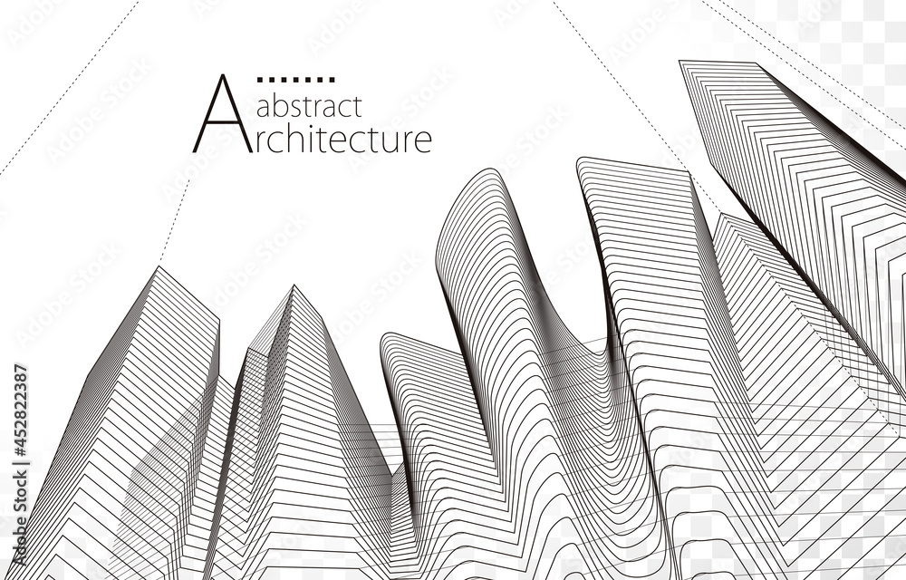 3D illustration black and white linear drawing. Imagination ...