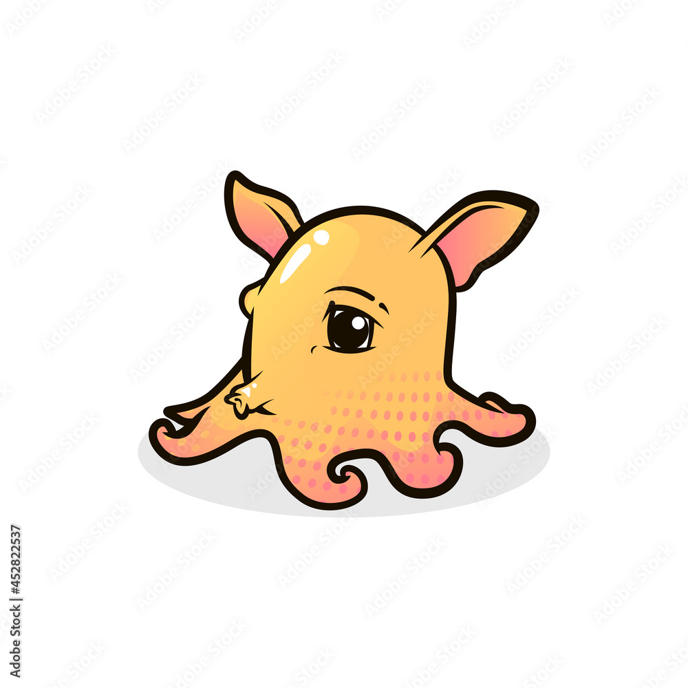 yellow dumbo octopus isolated vector illustration Stock Vector | Adobe ...