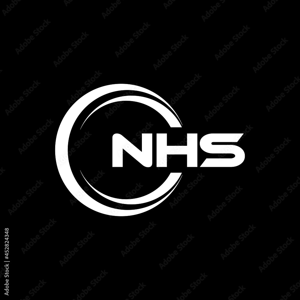 NHS letter logo design with black background in illustrator, vector ...