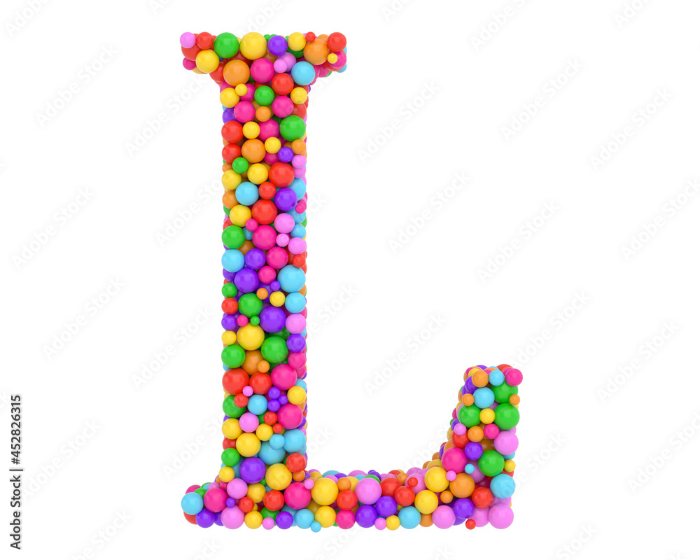 Alphabet balls multi-colored, kids font 3d render. colorful balls ...