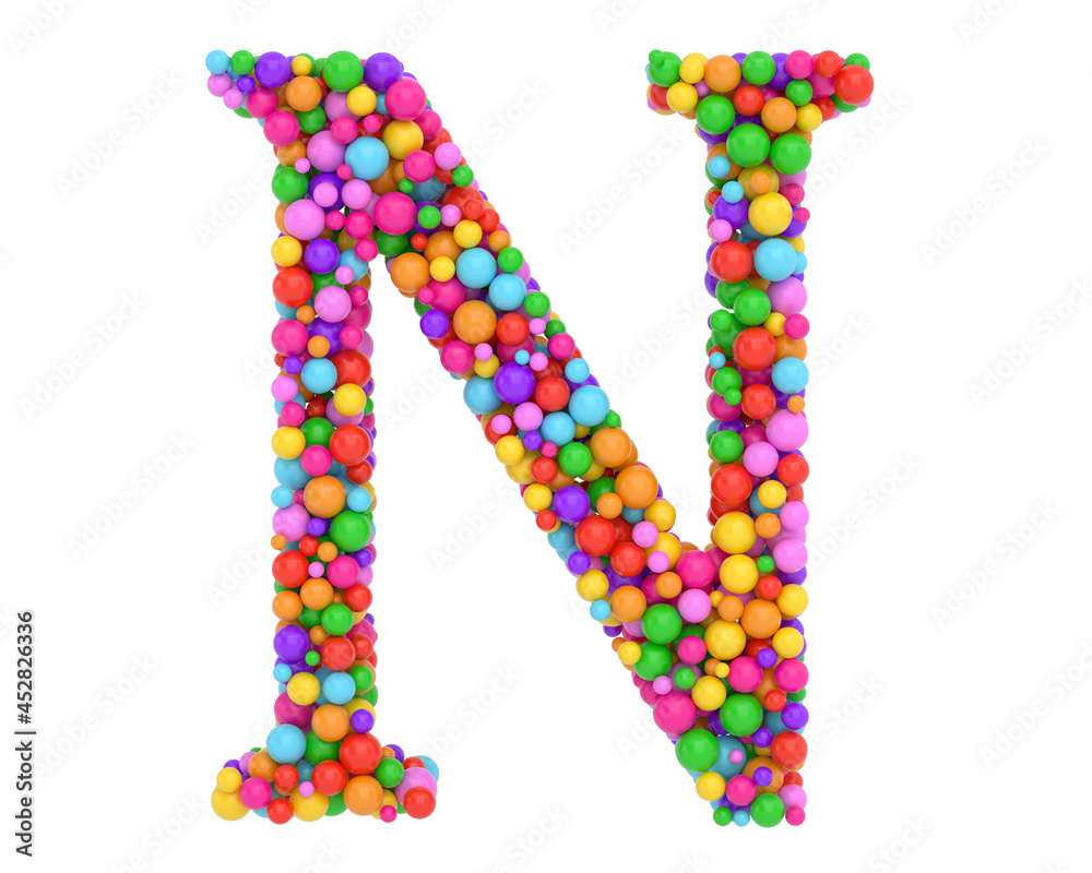 Alphabet balls multi-colored, kids font 3d render. colorful balls ...