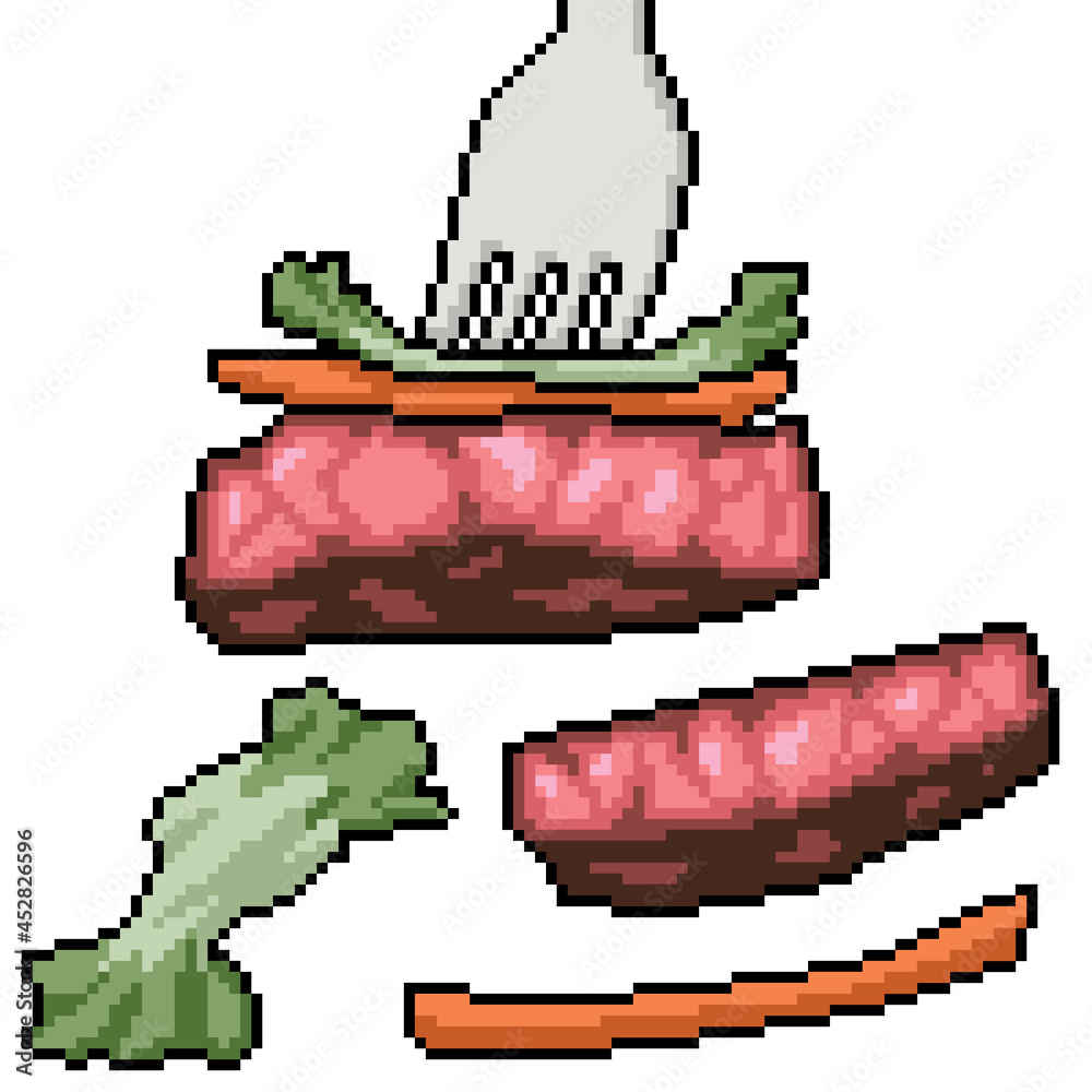 pixel art food steak snack Stock Vector | Adobe Stock