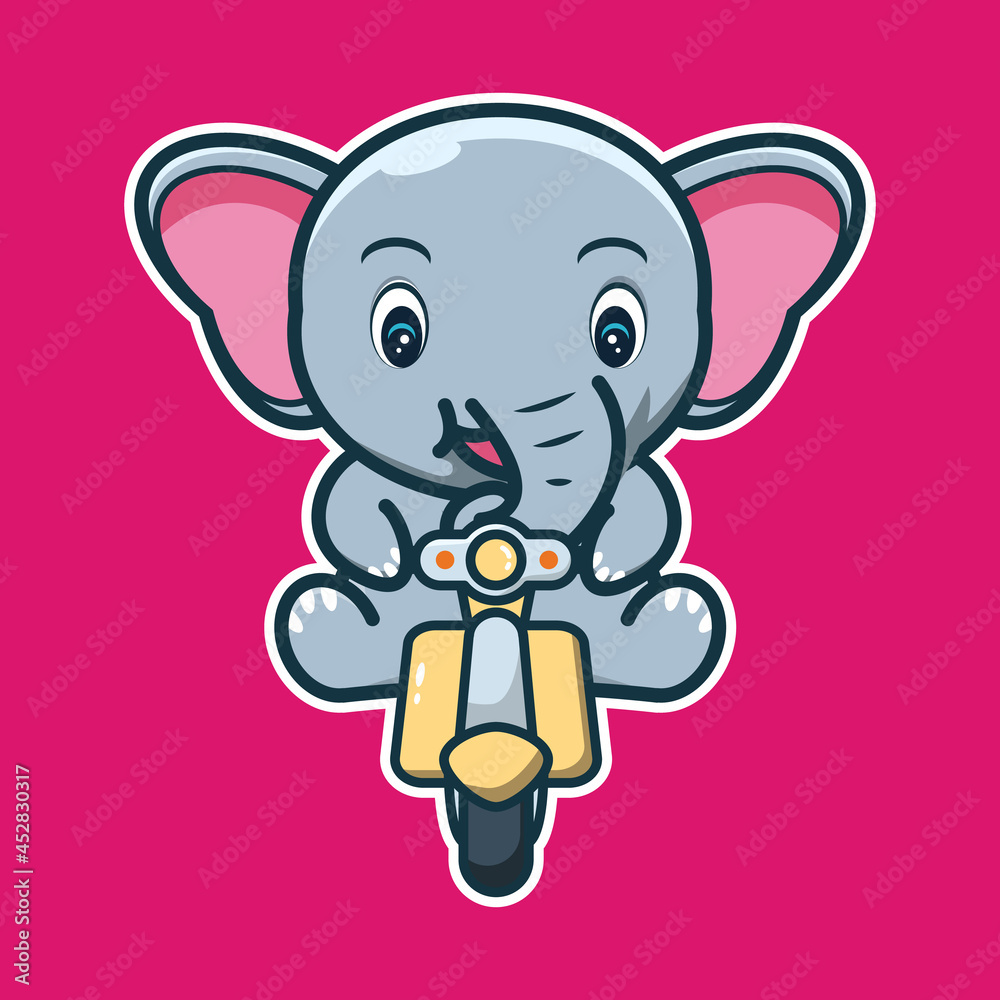 vector illustration of cute elephant riding a motorbike Stock Vector ...