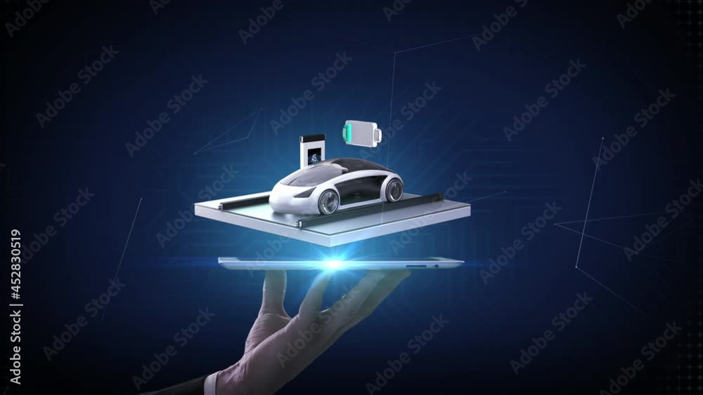 Lifting smart pad, Electric vehicle charging the battery. Electronic ...