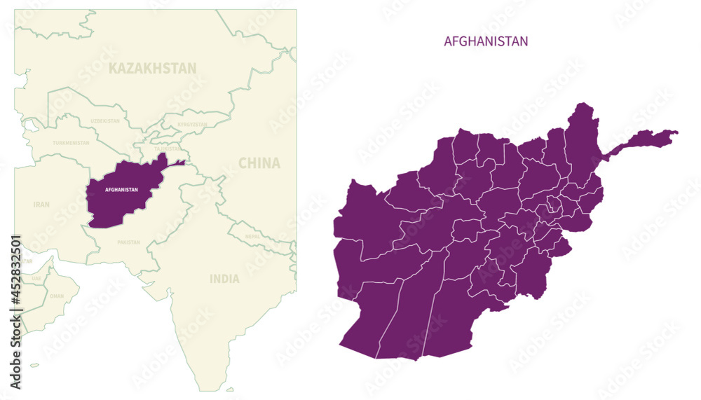 afghanistan map. map of afghanistan and neighboring countries. Stock ...