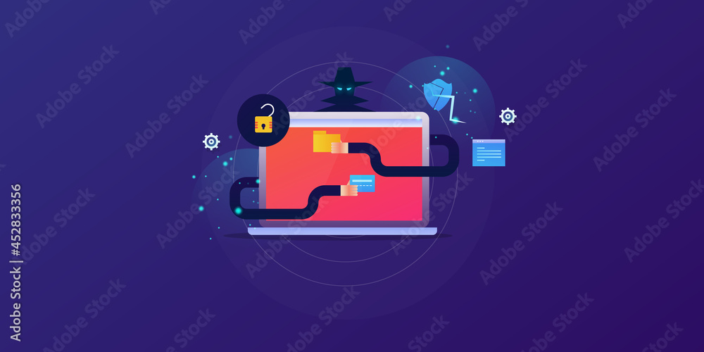 Hacker attack stealing personal and financial data from laptop ...