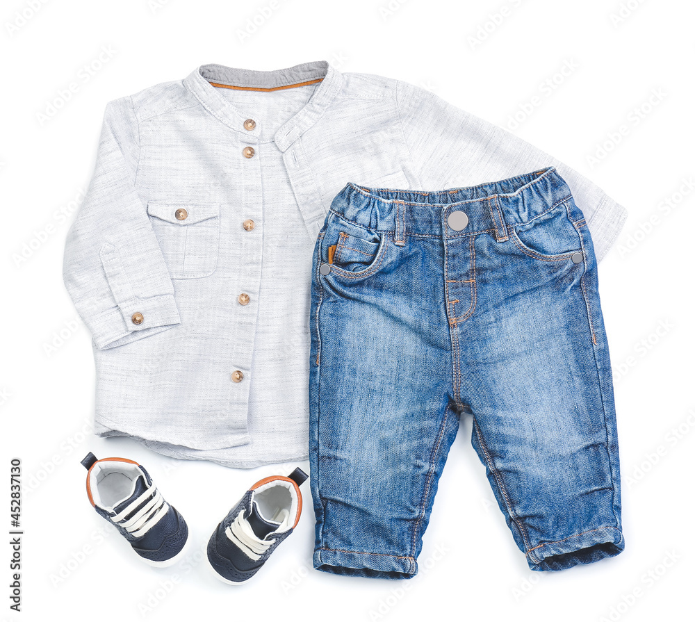 Stylish baby clothes on white background Stock Photo | Adobe Stock