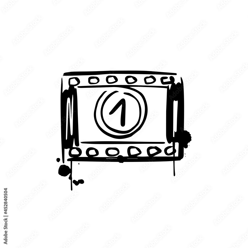 Beginning of the film, the first frame number 1 sketch illustration on ...