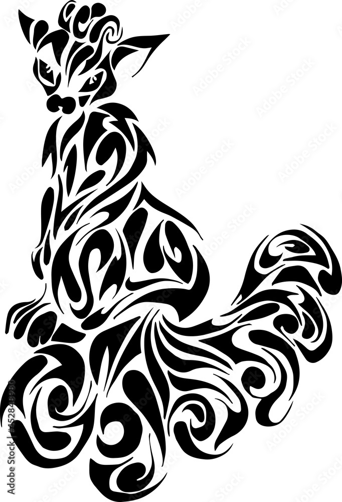 Tribal pokemon vulpix tattoo. Simple stylized fox vector illustration ...