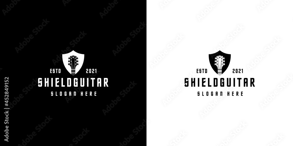 shield guitar logo design vector silhouette Stock Vector | Adobe Stock