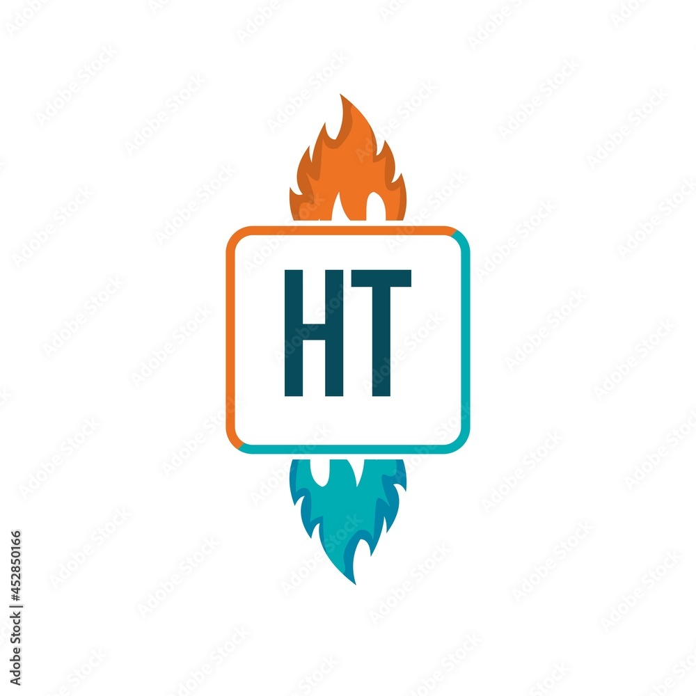 Initial Letter HT fire logo design template. Fire logo concept ...