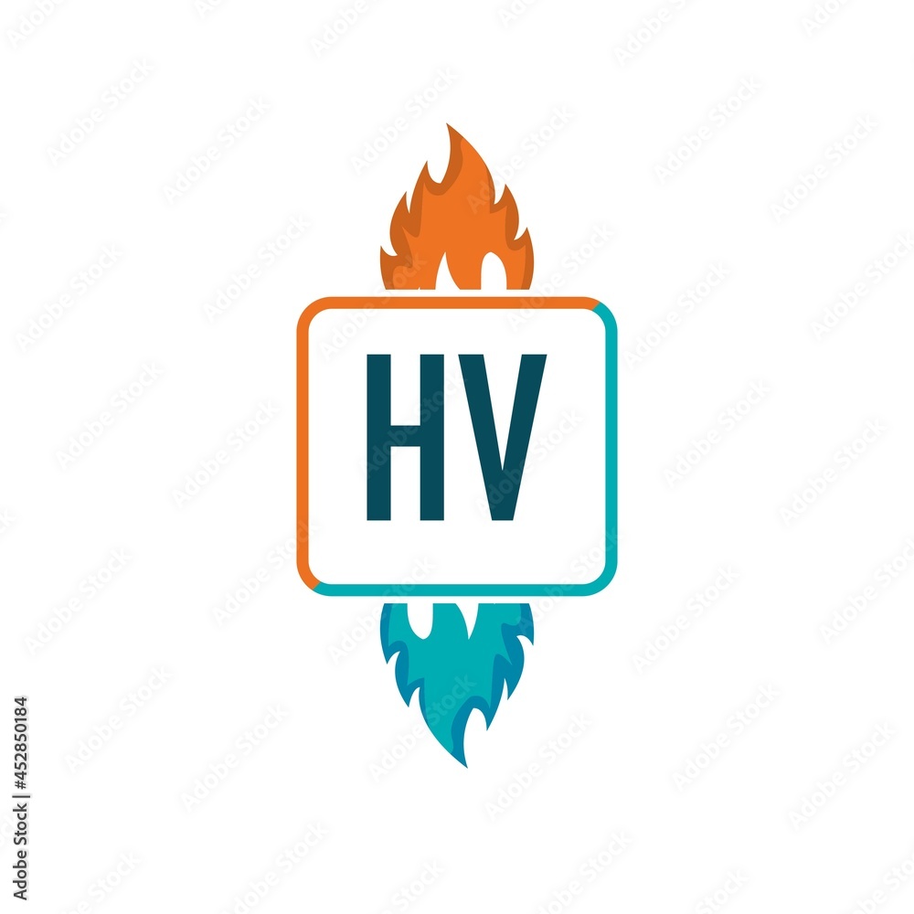 Initial Letter HV fire logo design template. Fire logo concept ...