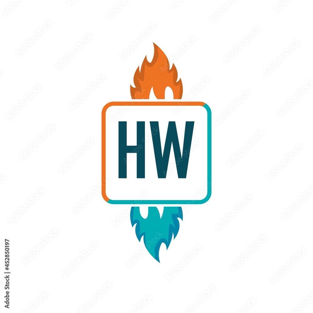Initial Letter HW fire logo design template. Fire logo concept ...