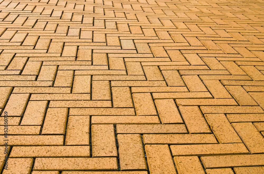Yellow block pavior driveway. Seamless texture of street tiles. Pattern ...
