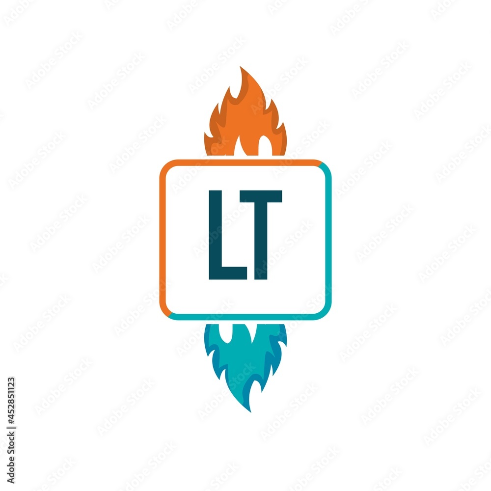 Initial Letter LT fire logo design template. Fire logo concept ...