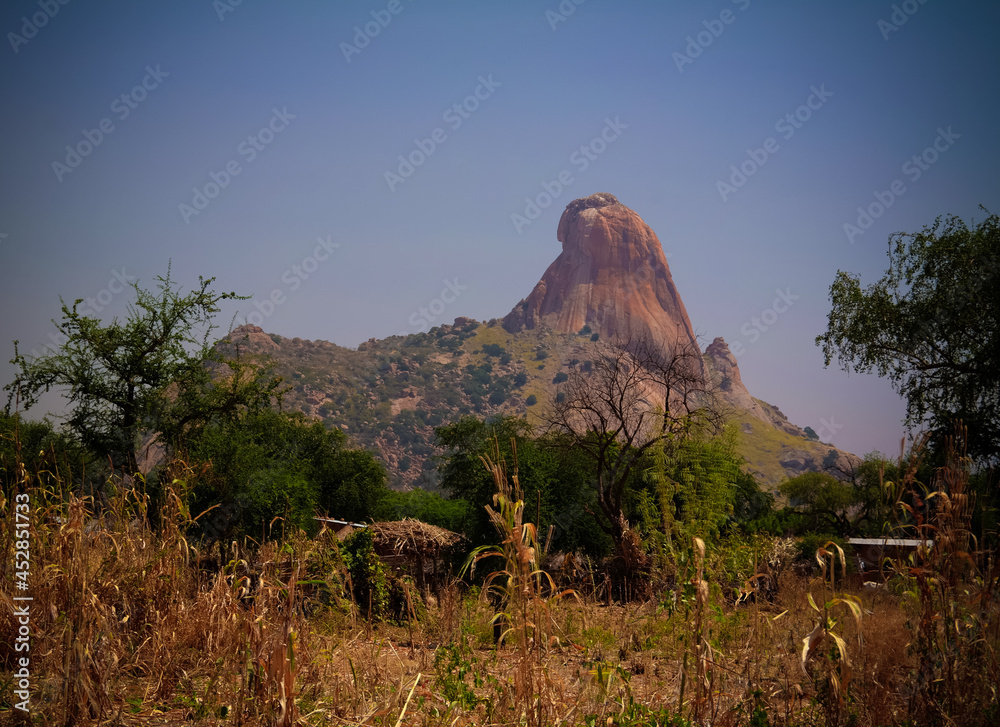 Lanscape with Mataya village of sara tribe people, Guera, Chad Stock ...