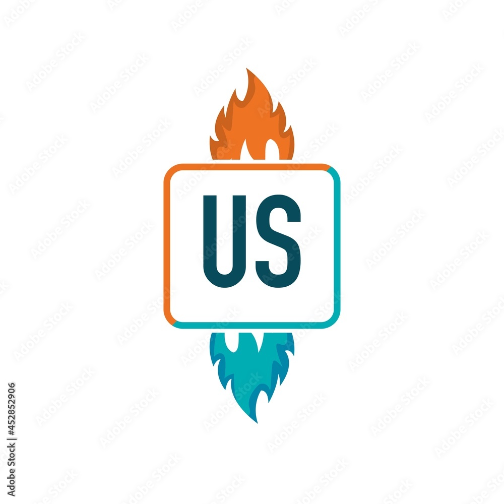 Initial Letter US fire logo design template. Fire logo concept ...