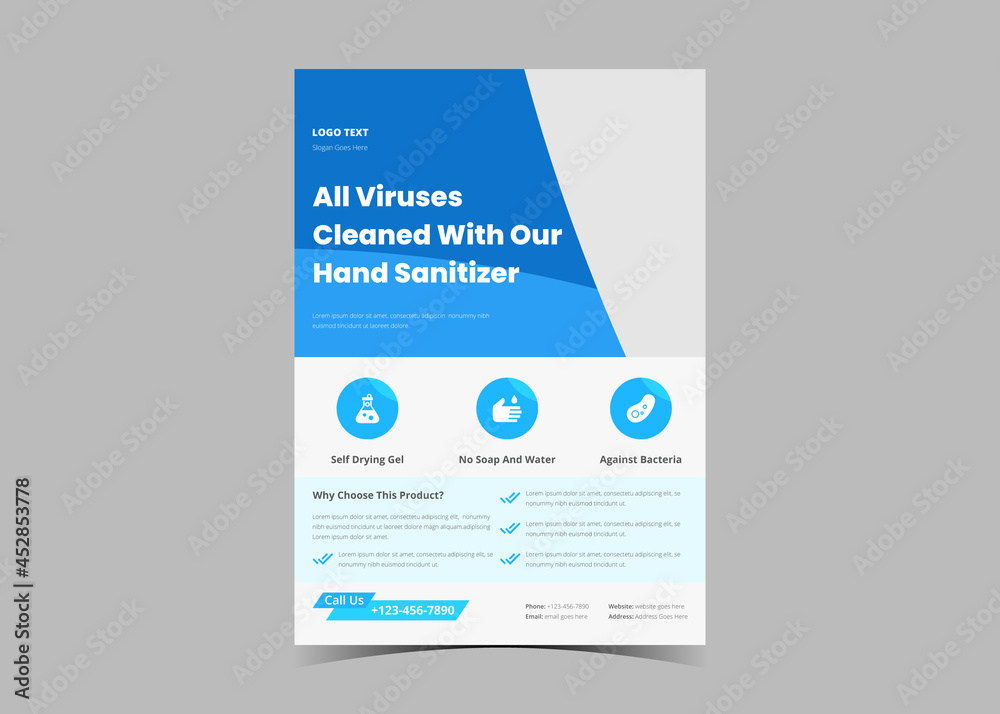 Hand sanitizer promotion flyer template. Hygiene hand sanitizer ...