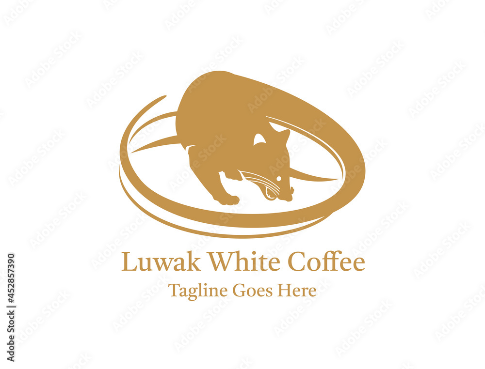 Unique Luwak White Coffee or Civet White coffe logo with brown color ...
