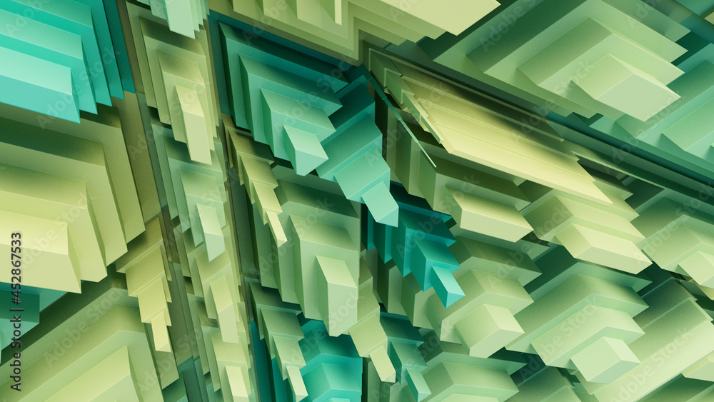 Turquoise and Yellow Tech Background with a Geometric 3D Structure ...