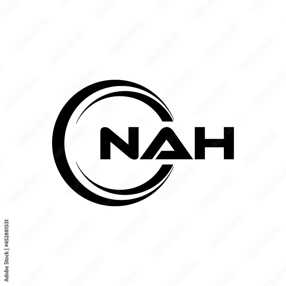 NAH letter logo design with white background in illustrator, vector ...