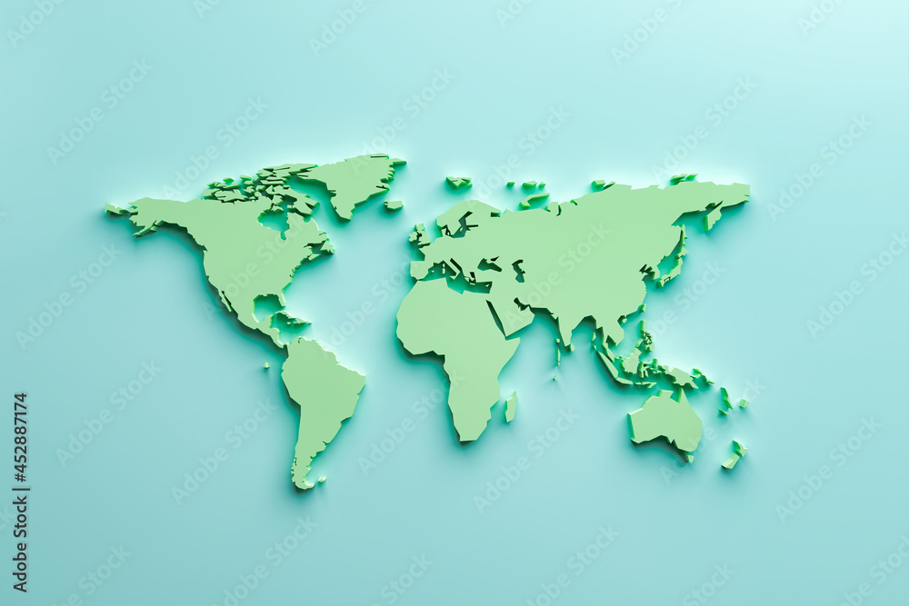 3d World map on blue background Stock Illustration | Adobe Stock