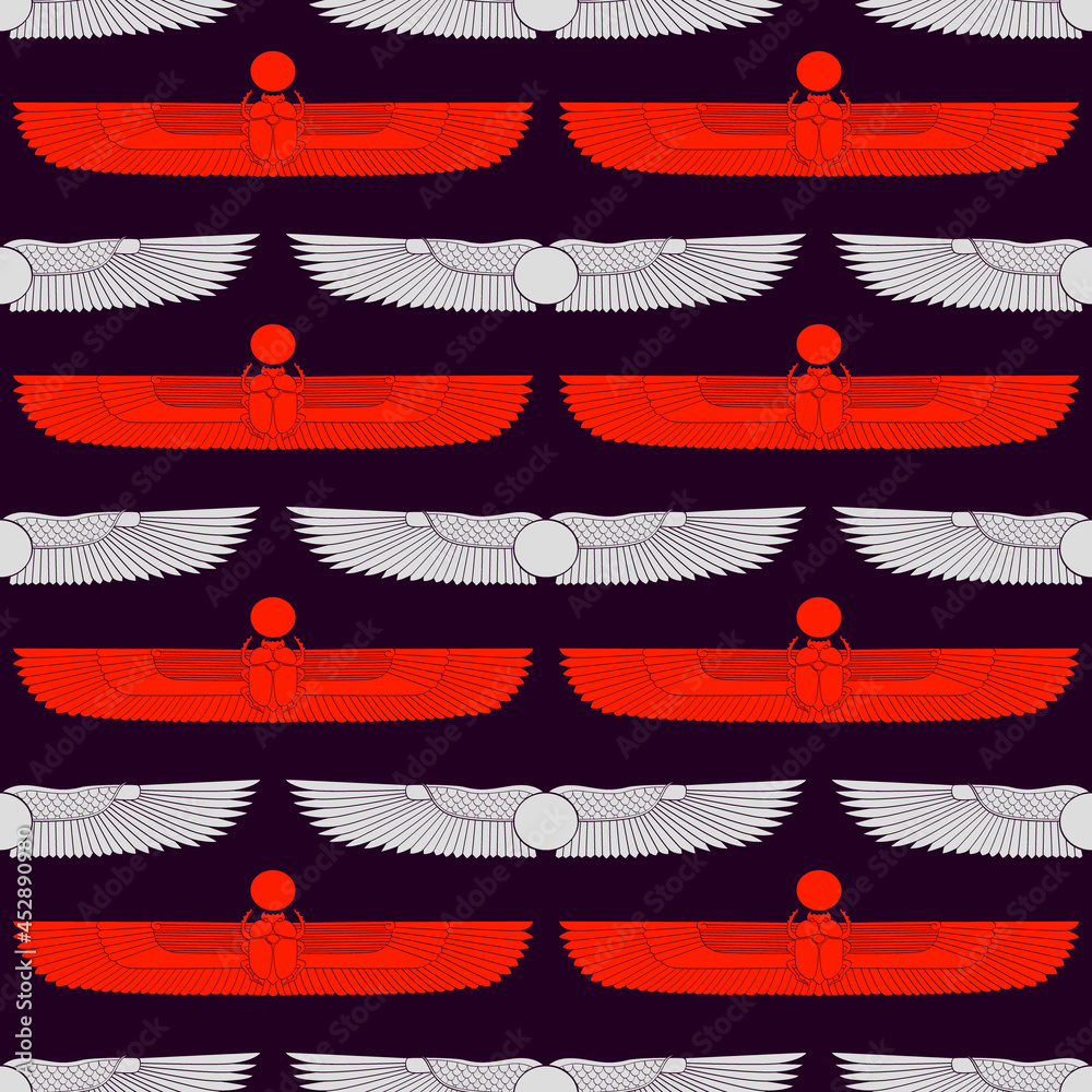 Seamless pattern with ancient egyptian symbol Winged sun for your ...