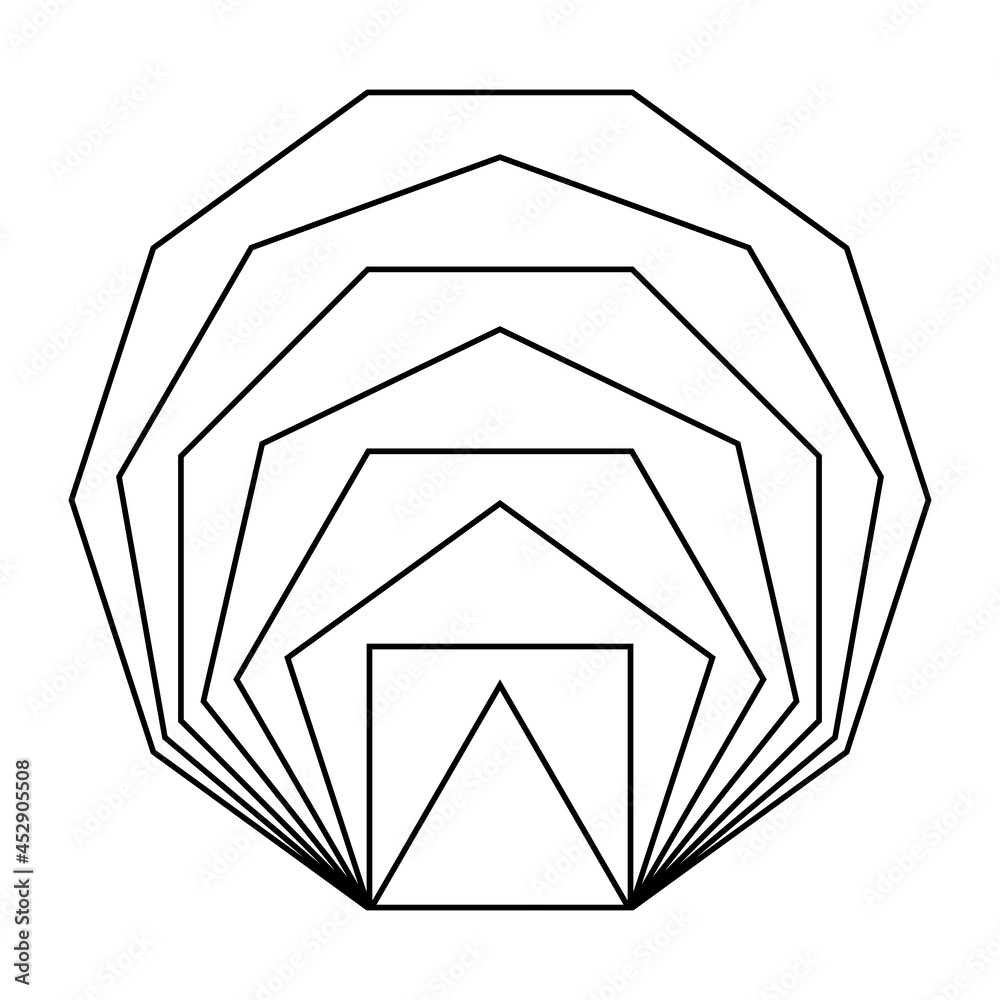 Vetor de Same line segment length polygons, placed inside each other ...