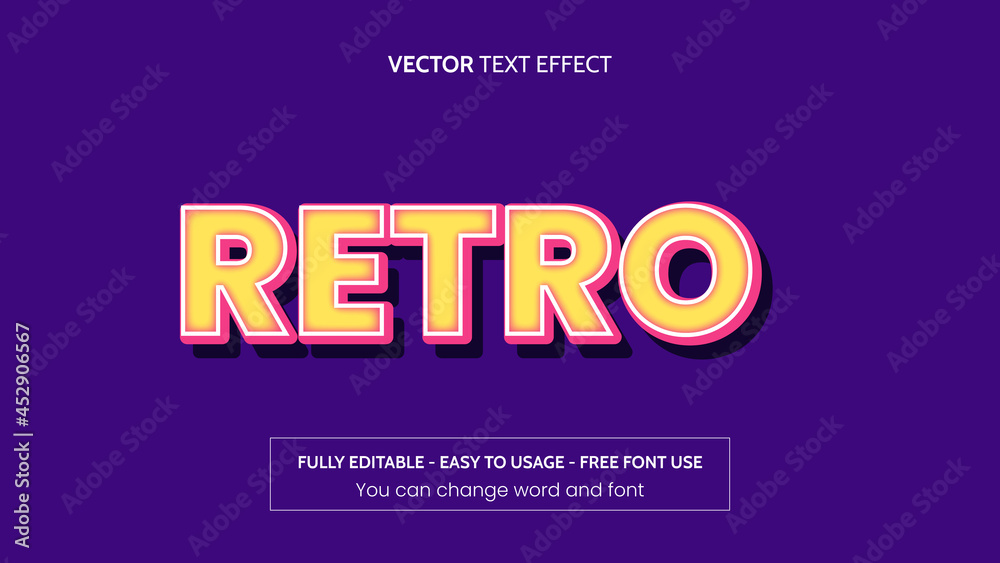 Editable retro text effect template. Stock Vector | Adobe Stock
