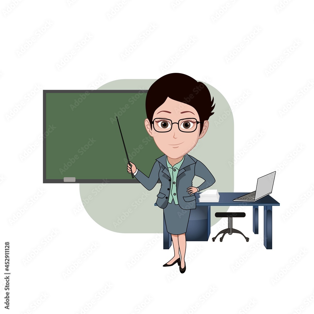 Cartoon carricature of a woman works as an teacher Stock Vector | Adobe ...