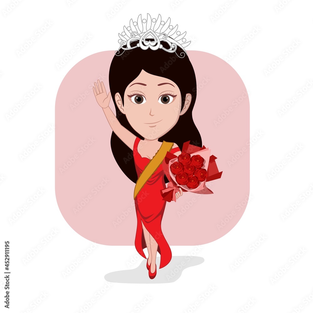 Cartoon carricature of a woman is taking part in a beauty contest Stock ...