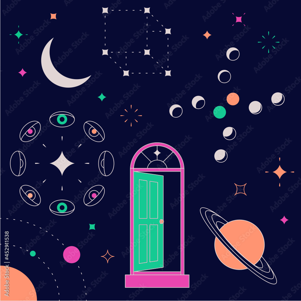 Celestial Images and Symbols with stars, moon, planets, saturn, third ...