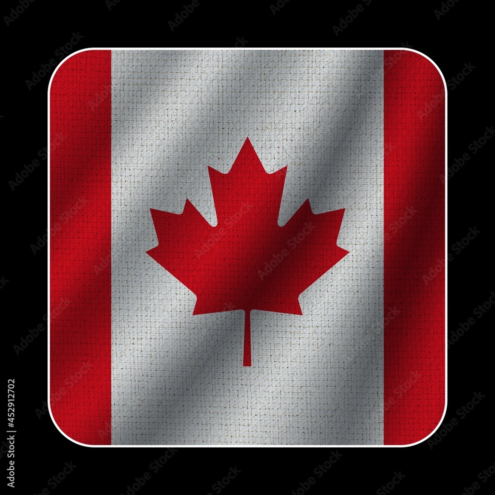 Canada Square Flag, Fabric Pattern Texture, Black Background, 3D ...