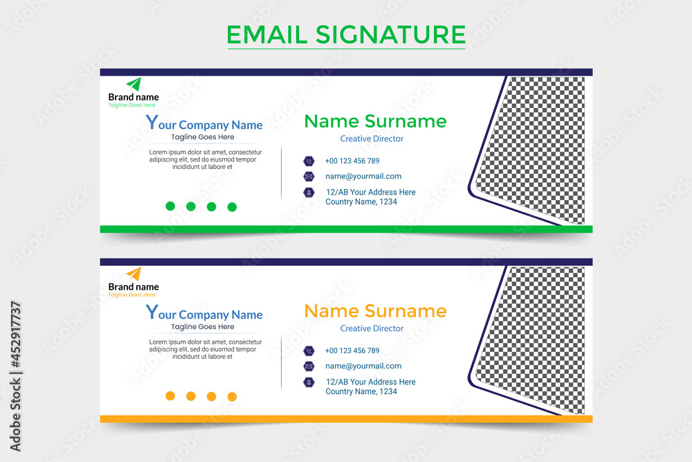 Corporate Email signature template or email footer and personal social ...