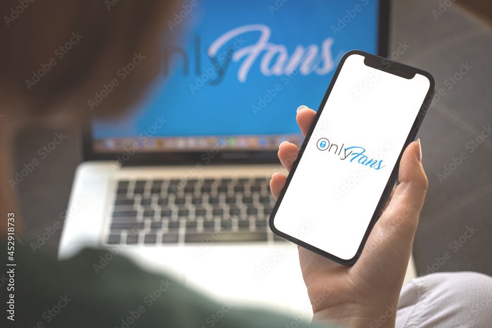Kharkov, Ukraine - August 23, 2021: Woman using Onlyfans application ...