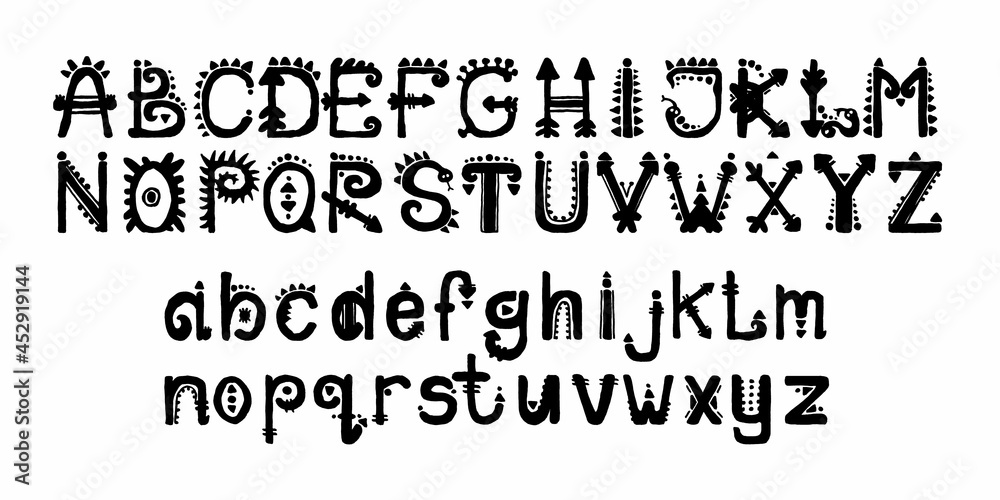 African Culture Vector Alphabet Black Color Isolated on Whute ...