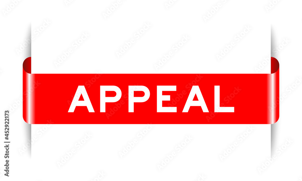 Red color inserted label banner with word appeal on white background ...