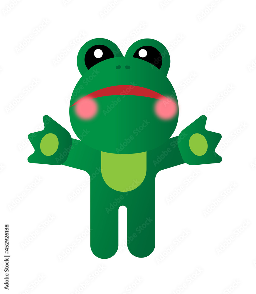 Minimalistic stylized cartoon frog logo. Line icon and colored version ...