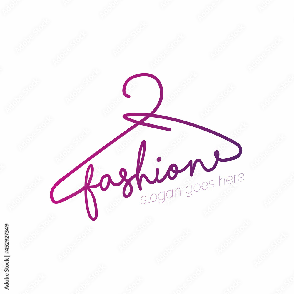 Creative fashion logo design. Vector sign with lettering and hanger ...