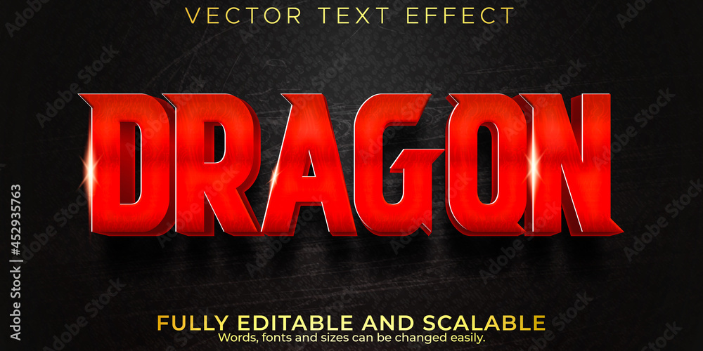 Dragon text effect, editable samurai and fighter text style Stock ...