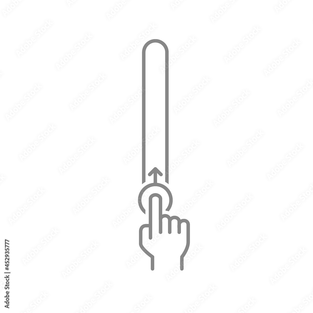 Hand switch line icon. Up swipe progress bar symbol. Lock and unlock UI ...